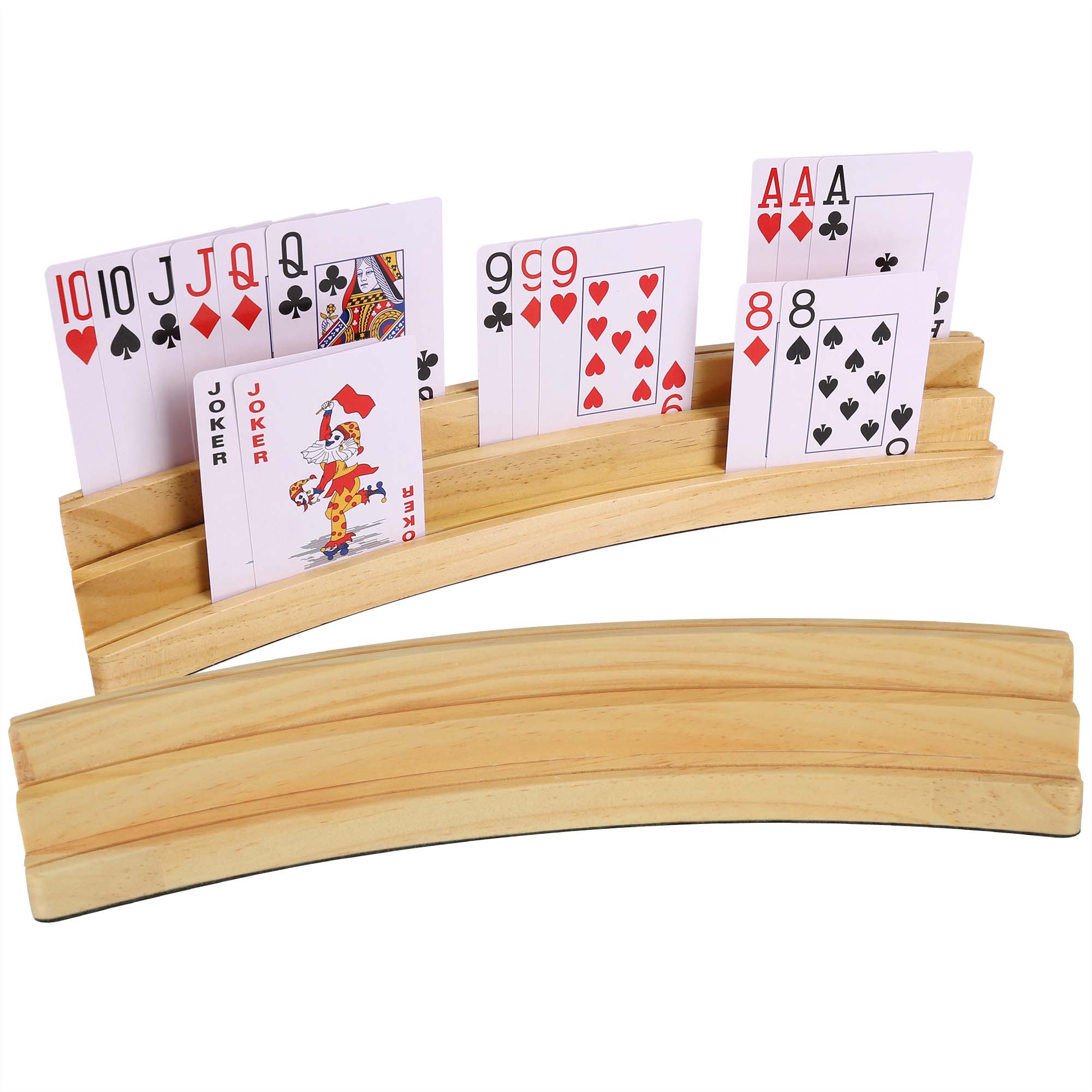 LotFancy Curved Wooden Playing Card Holders WMT
