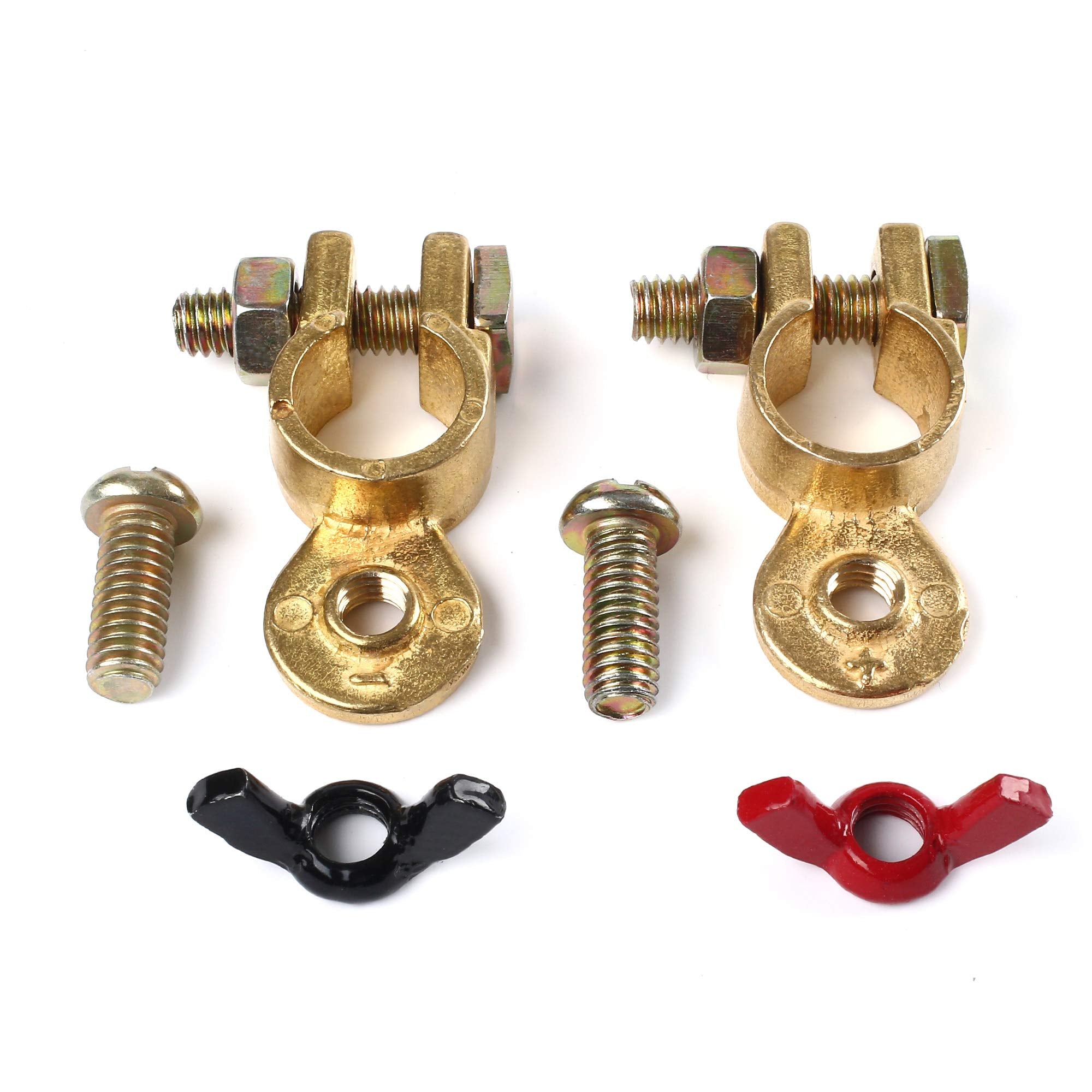LotFancy Brass Battery Terminal Connectors with Wing Nut, 2Pcs Positiv